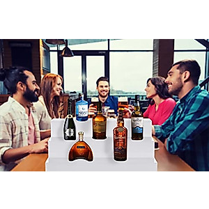 CiaoHER Large Acrylic Wine Liquor Bottle Rack 3 Tier White Countertop Riser Display for Bar Coffee Leisure Station Retail Store Shop Grocery Collection Organizer Stand (16''-1pack)