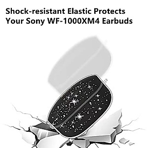 Cover Case Compatible with Sony WF-1000XM4 Earbud, Upgrade TPU Durable Sony WF-1000XM4 Case Wireless Earbuds Protective Cover with Keychain (Shine Black)