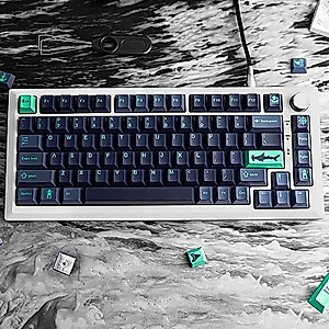 GEKUCAP Custom Keycaps, 129 Keys Dark Blue Keycaps, Dye Sublimation PBT Key Caps, Cherry Profile Keycaps Hammerhead Shark English Set for Cherry MX Gateron Kailh Switches Mechanical Keyboards