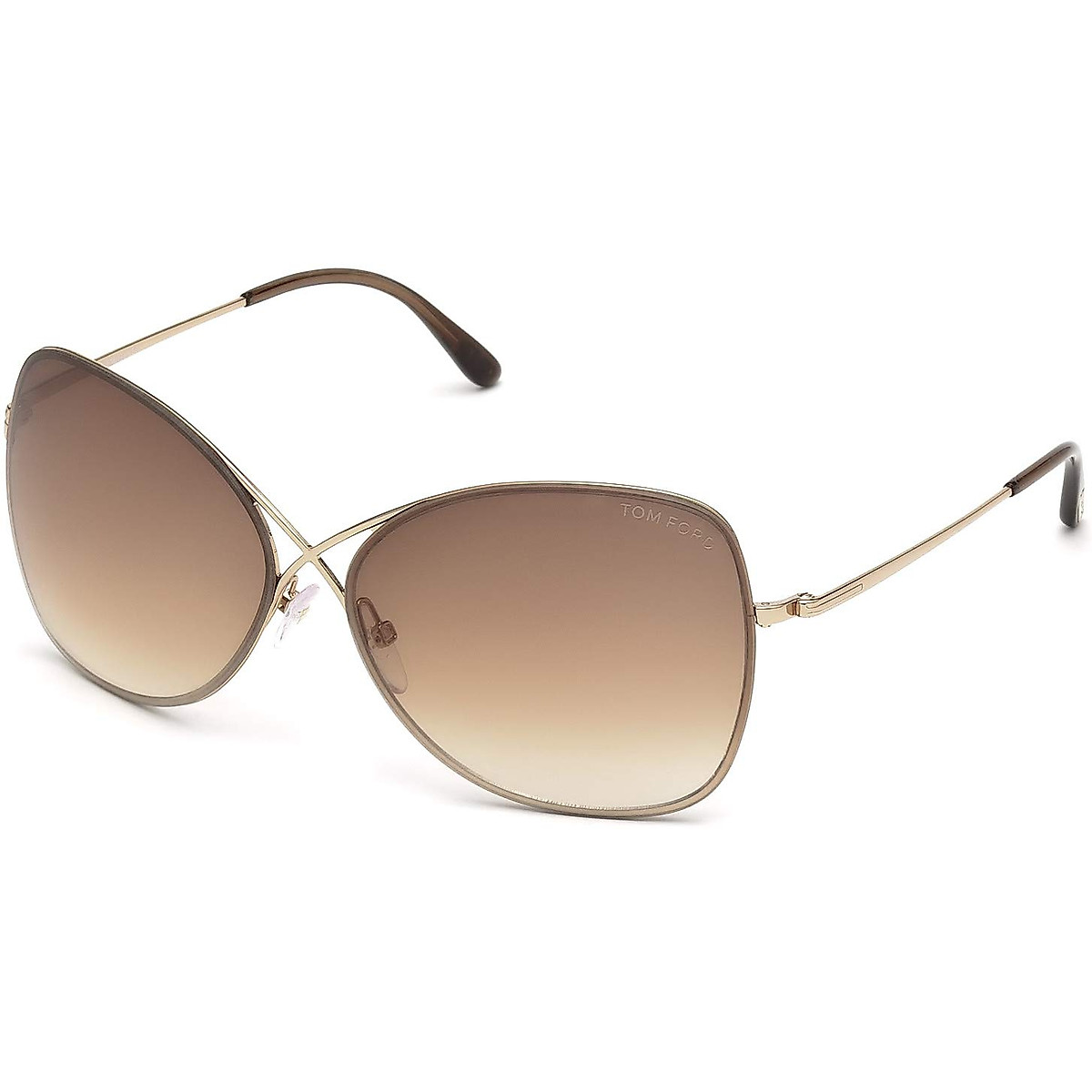 Tom Ford FT0250 Colette 28F 63MM Shiny Rose Gold, Dark Brown Temple Tips/Gradient Brown Butterfly Sunglasses for Women + BUNDLE with Designer iWear Eyewear Kit