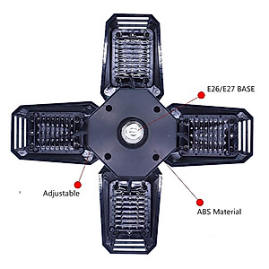 Deformable LED Garage Lights - 12000 Lumen 6500K Daylight 120W, Four Leaf Garage Organization Ceiling Lighting