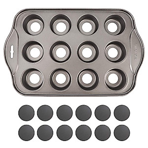 Mini Muffin Cheesecake Pan,12 Cavity with Removable Bottom Cupcake Pan Mini Round Cake Pans Nonstick Cake Mold DIY Baking Cake Mold Bakeware Kitchen Utensils