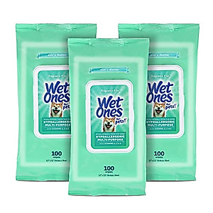 Wet Ones for Pets Multi-Purpose Dog Wipes with Vitamins A, C + E - Fragrance-Free Dog Wipes for All Dogs Wipes with Wet Lock Seal - 300ct Total Wipes for Dogs