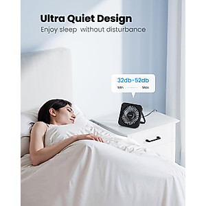 Gaiatop USB Desk Fan, 5 Inch Personal Fan Small Portable Table Fan with 180° Tilt Folding and 3 Speeds, Strong Wind Ultra Quiet Personal Cooling Fan For Office Home Bedroom Desktop Travel