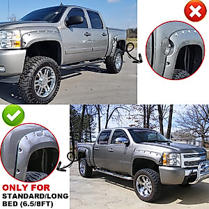 G-PLUS Fender Flares, Compatible with 2007-2013 Chevy Silverado 1500/2007-2014 Silverado 2500HD 3500HD, 78.0"/97.6" Long Bed(for Regular Cab and Extended Cab), Textured Rivet 4pcs [Not Fit Gmc Sierra]