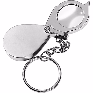 15X Mini Keychain Pocket Magnifier, Jewelers Magnifying Glass, Portable Foldable Magnifying Glass for Close Work, Gardening, Stamp, Rock Collectings