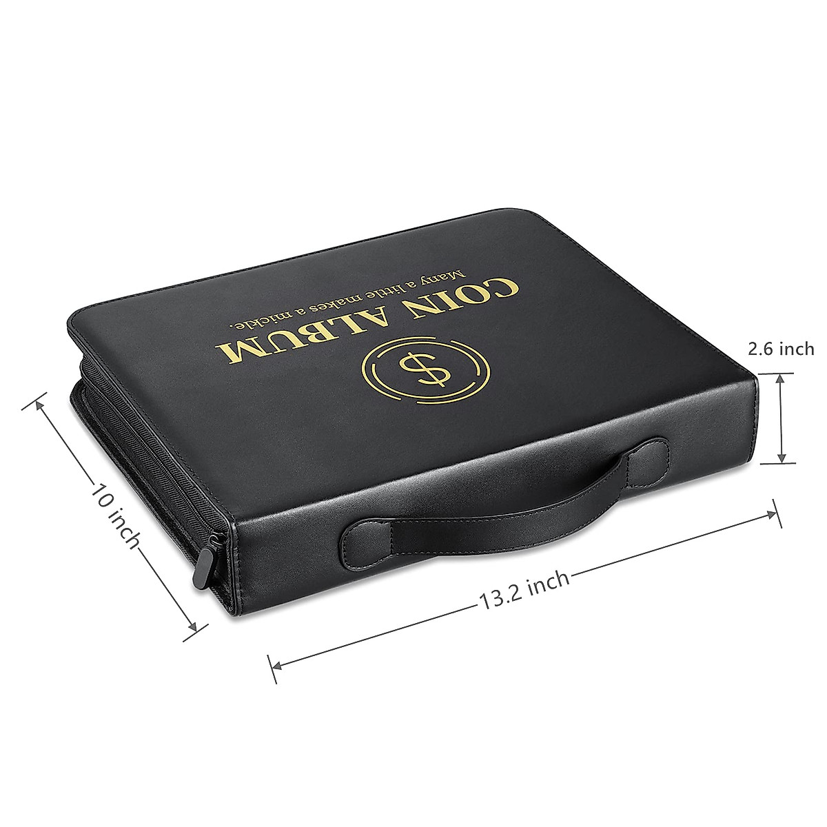 MUDOR Coin Collection Holder Album for Collectors, 310 Pockets Coin and Currency Collecting Binder Book with Zipper and Handle, Album Supplies