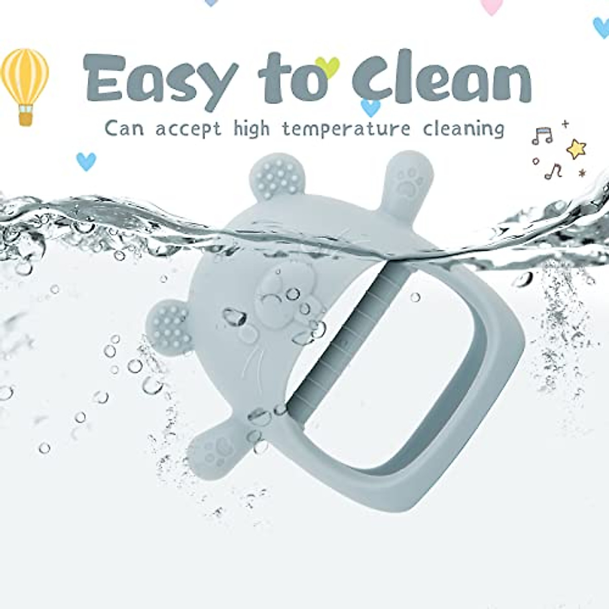 4 Pcs Baby Teething Toys Silicone Teethers for Babies 0-6 Months No Drop Chew Toys Baby Hand Teethers for Soothing Pain Cute Safe Designs