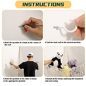 63" x 63" x 51.2" Boho Stuffed Animal Toy Hammock Macrame Large Corner Mesh Toy Storage Hanging Wall Toys Organizer with Light for Bedroom Decor