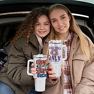 AGH 4 Pack 40 oz Sublimation Glitter White Tumbler with Stainless Steel Straw and Lid, Insulated Double Wall Vacuum Reusable Cups with handle