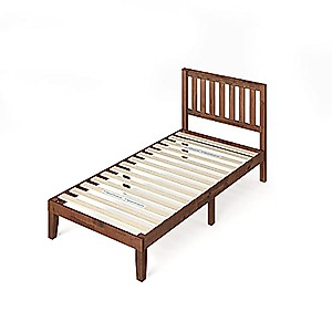 ZINUS Vivek Wood Platform Bed Frame with Headboard, Solid Wood Foundation with Wood Slat Support, No Box Spring Needed, Easy Assembly, Twin