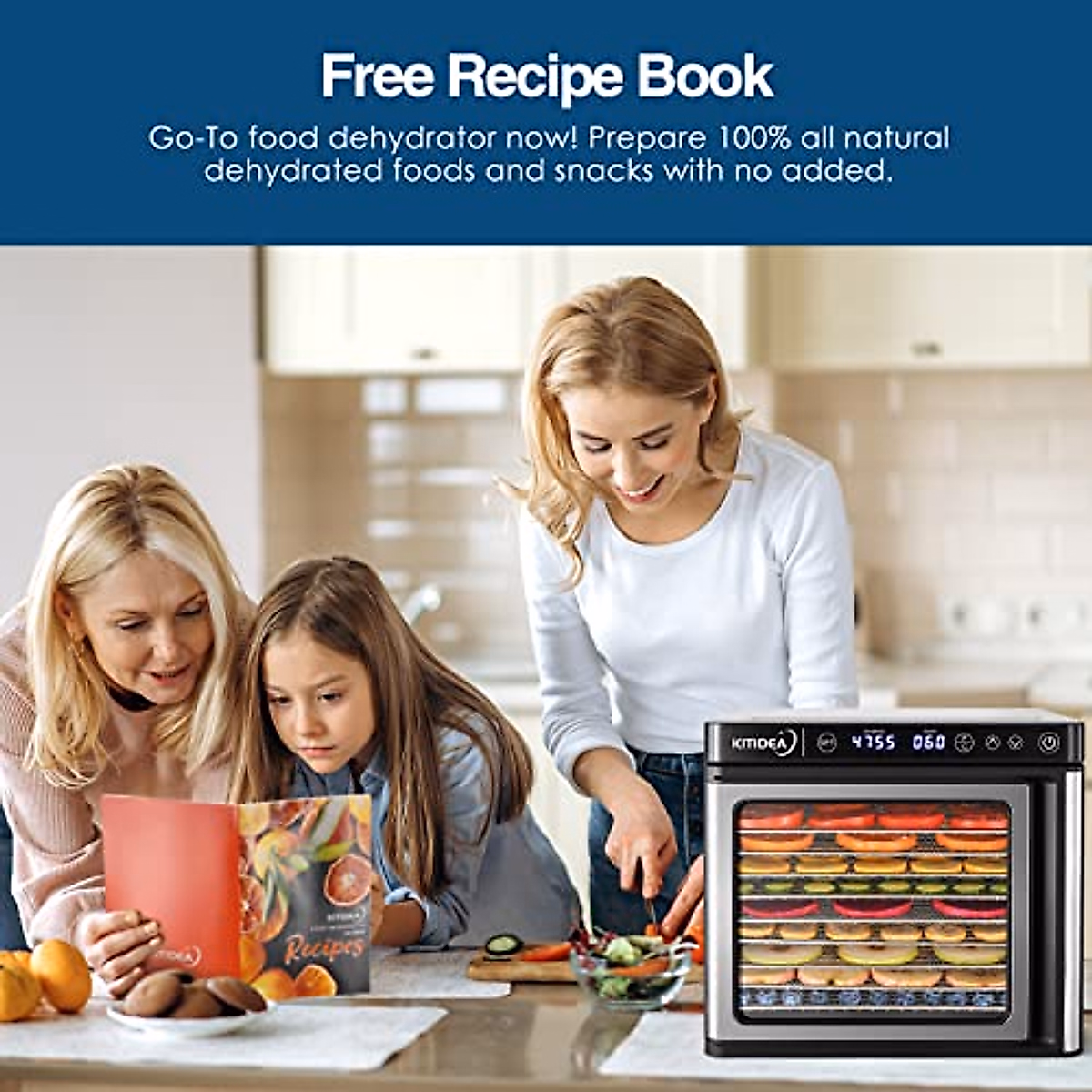 KITIDEA Food Dehydrator, 9 Stainless Steel Trays Dehydrator for Food and Jerky, Herbs, Veggies, Fruits, 1000W Electric Food Dryer Machine with Digital Temperature and Timer, Recipe Book Included