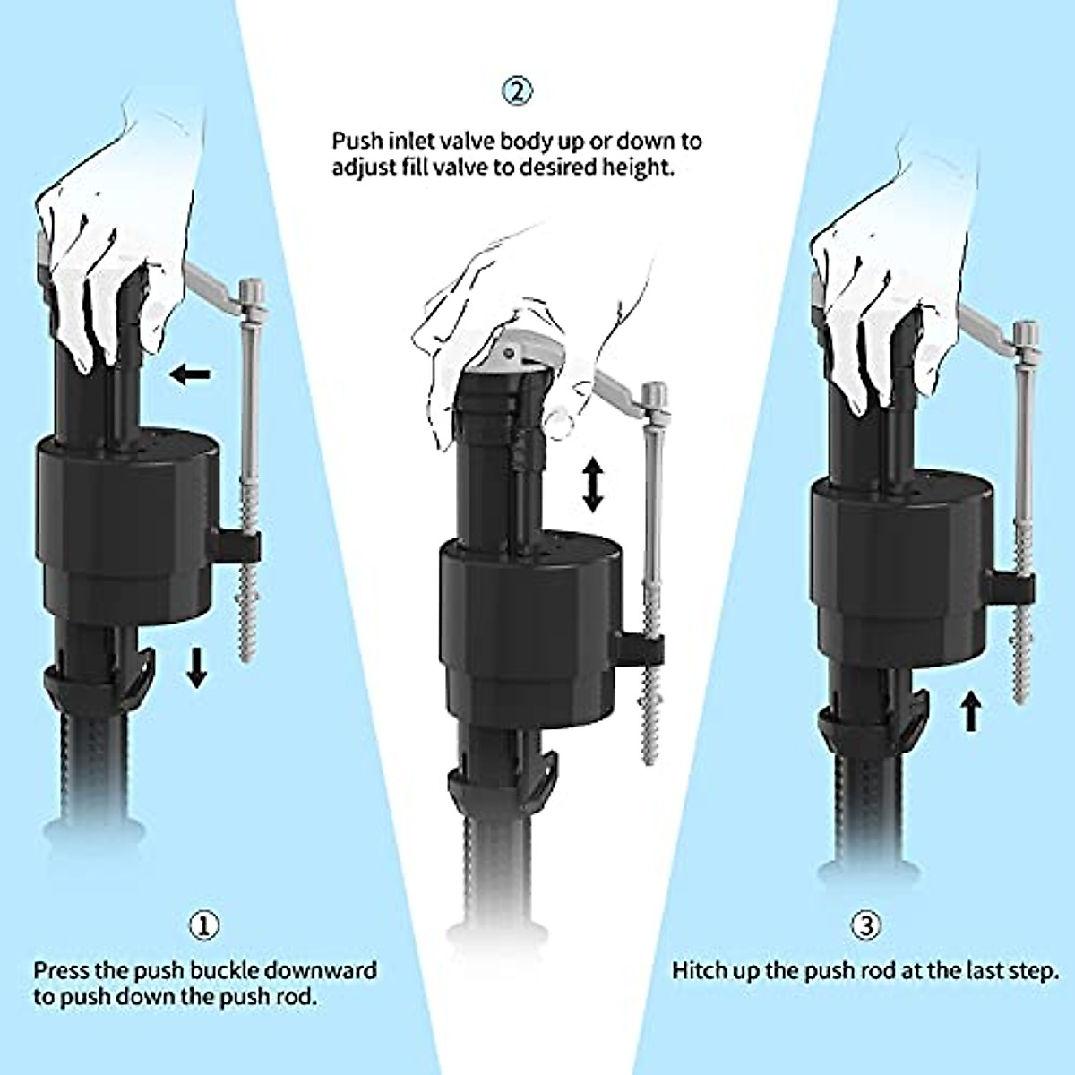 R&T Toilet Fill Valve, Anti Siphon Toilet Tank Replacement Kit, Universal Easy Install Toilet Parts Inside Tank