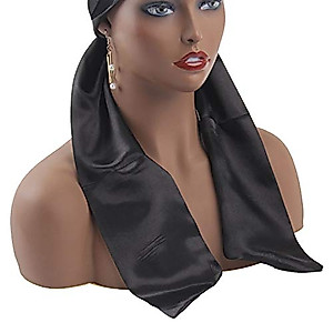Leeven 2 Pcs Silky Satin Edge Scarves 4.5”x54” Large Wig Grip Band Women Satin Headband For Lace front Wigs Non Slip Hair Wrap Black Satin Edge Laying Scarf For Makeup, Facial,Sport,Yoga
