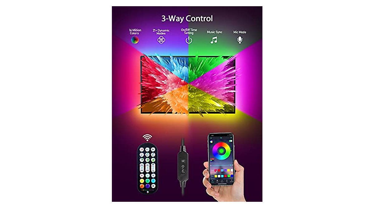MATICOD 9.84ft RGB Strip Lights for TV - Bluetooth Control