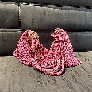 Rhinestone Hobo Bags for Womens Chic Sparkly Crystal Evening Handbag Shiny Purse Shoulder Bags for Travel Party Proms Gifts