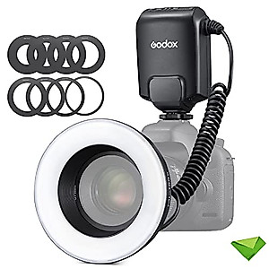 Godox ML-150II ML150II Macro LED Ring Flash Speedlite GN12 0.1-2s Recycle Time 5800K±200K for Sony Canon Nikon Fuji Olympus Panasonic DSLR Cameras for Video Production, Animal and Plant Photography