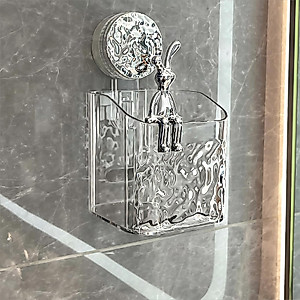CRUIFU Acrylic Transparent Shower Storage, Light Luxury Style Glacier Pattern Suction Cup Shelf, Shower Caddy Easymount Bathroom Storage Shelf No Drilling Required