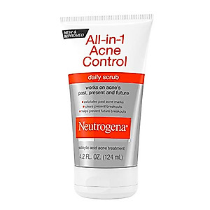 Neutrogena All-In-1 Acne Control Daily Face Scrub to Exfoliate & Treat Acne, with 2% Salicylic Acid Acne Medication, Exfoliating Acne Facial Scrub for Acne Marks & Breakouts, 4.2 fl. oz, Pack of 3