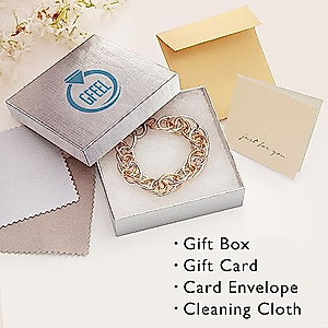 GFEEL 14K Gold Plated Bangle Bracelet, Leaf Clover Gold Bangle Bracelet for Women Black and White Shell Four-Leaf Clover Gold Plated Bracelets, Dainty Clover Bangle Bracelet. Cuff Bracelets for Women with Gift Box