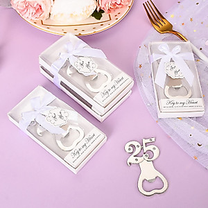 24PCS 25th Birthday Party Favors for Guests,Number 25 Silver Wedding Anniversary Beer Bottle Openers Gifts, Decorations,Souvenirs for Guests for Bridal Shower Favors (24, 25)