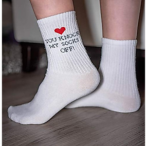 Light Autumn Love Socks with Message - Gift for Women - Novelty Birthday Socks Women's Present - Funny & Sweet Gift for Wife or Girlfriend - You Knock My Socks Off! - Valentine's Day Gift for Her