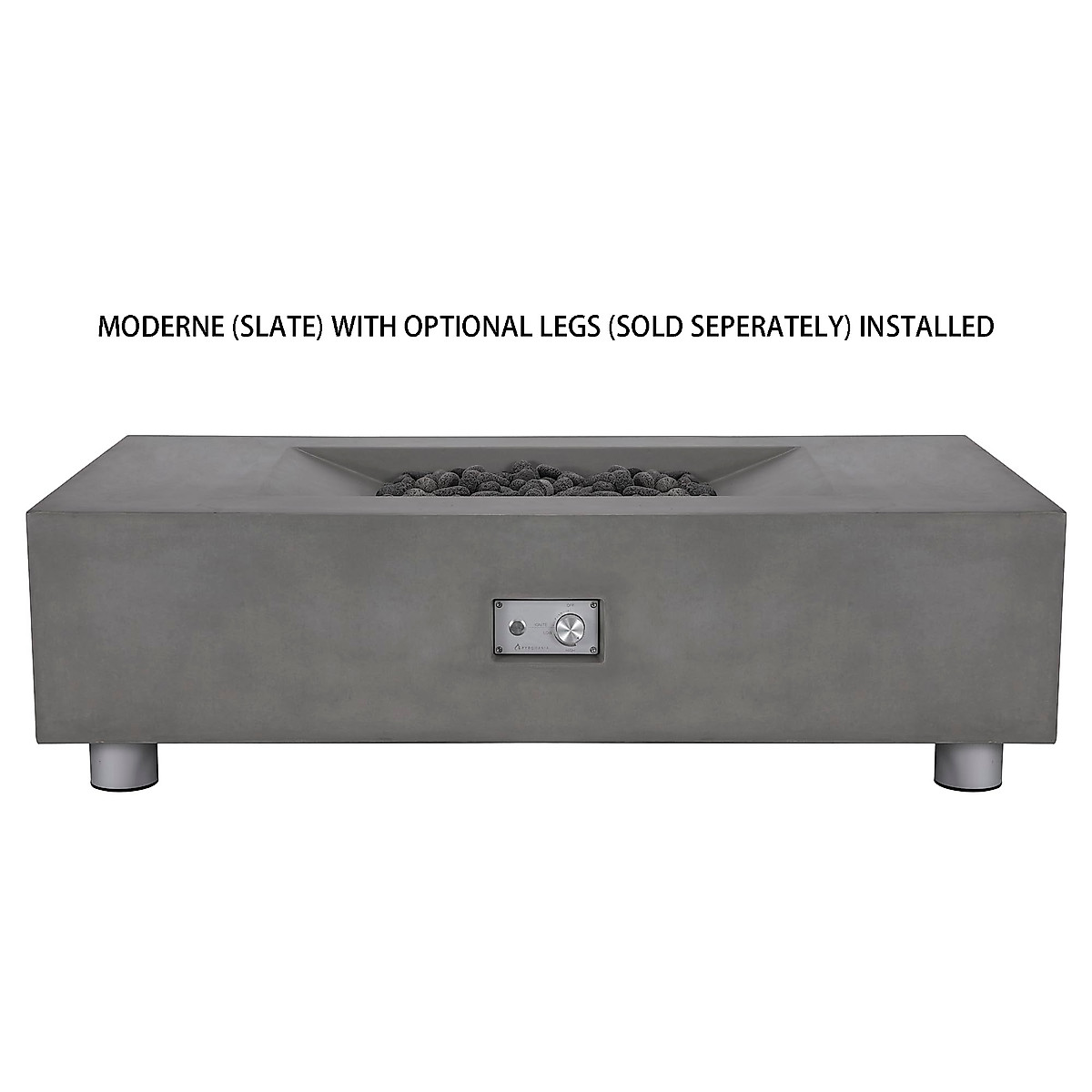 Pyromania Moderne Outdoor Concrete Fire Table, 58 x 32 Inches - Natural Gas Model in Slate Gray Color