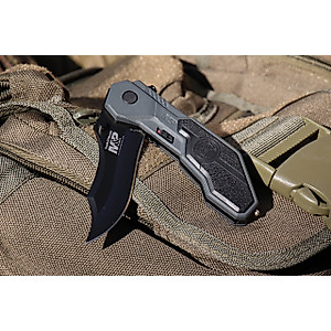 Smith & Wesson M&P SWMP1B 7.1in High Carbon S.S. Assisted Folding Knife with 2.9in Clip Point Blade and Aluminum Handle for Tactical, Survival and EDC,Black