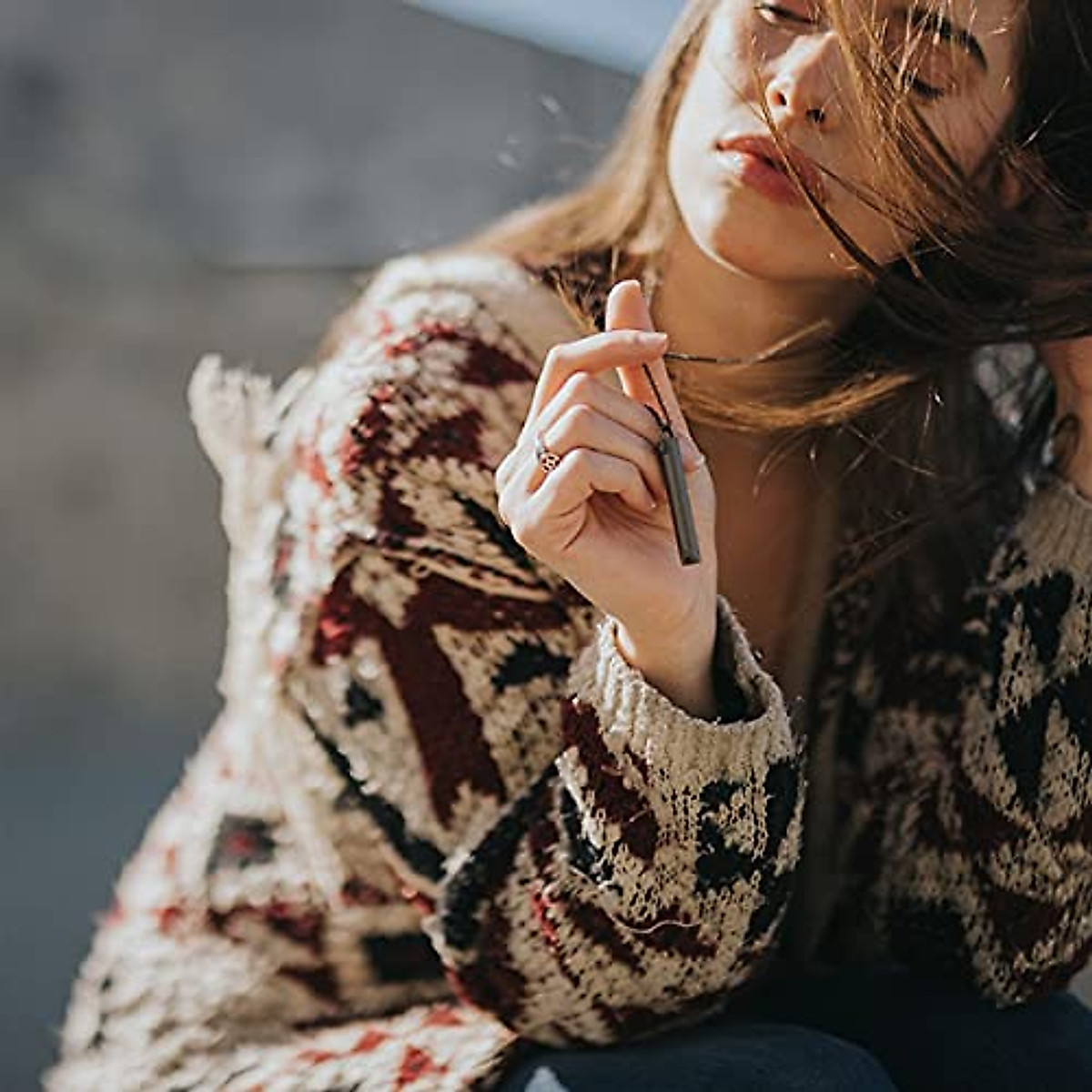 Tyniffer Breathing Necklace for Anxiety Relief the Shift Necklace Anxiety Stress Relief Items for Women Relaxation Meditation Calming Down Mindful Breathing Whistle Necklace Gift（Black）