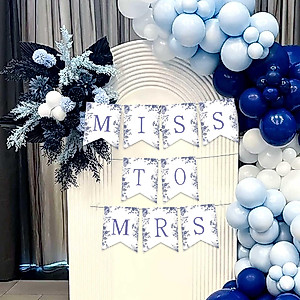 JeVenis Blue Miss to Mrs Banner Something Blue Before I Do Banner for Women Something Blue Bridal Shower Decoration Blue Bridal Shower Bachelorette Engagement Wedding