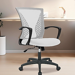 PayLessHere Office Chair Desk Computer Chair Ergonomic Adjustable Executive Mesh Mid Back with 360 Degree Swivel Wheels Lumbar Support Armrest, Grey