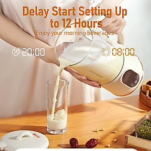 Automatic Nut Milk Maker,40oz Soy Milk Maker for Homemade Almond,Oat,Soy Milk,Plant-Based Milk,Soup Maker Machine,Milk Maker Machine with Delay Start/Keep Warm/Self Clean/Boil Water (White)