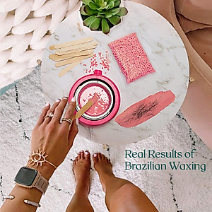 PinkLAwax Hard Wax Beads for Hair Removal, Bikini Wax Beads for Brazilian Waxing, 100g /0.22lb / 3.53 oz Hard Wax Beans with Rose Formula Prefect for Sensitive Skin, Coarse Hair, Bikini, Full Body, Facial and Legs at Home (100g)