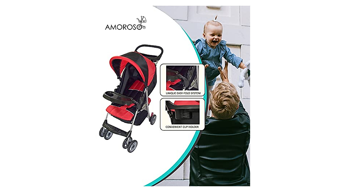 AmorosO Single Stroller - Lightweight & Convertible Baby Stroller