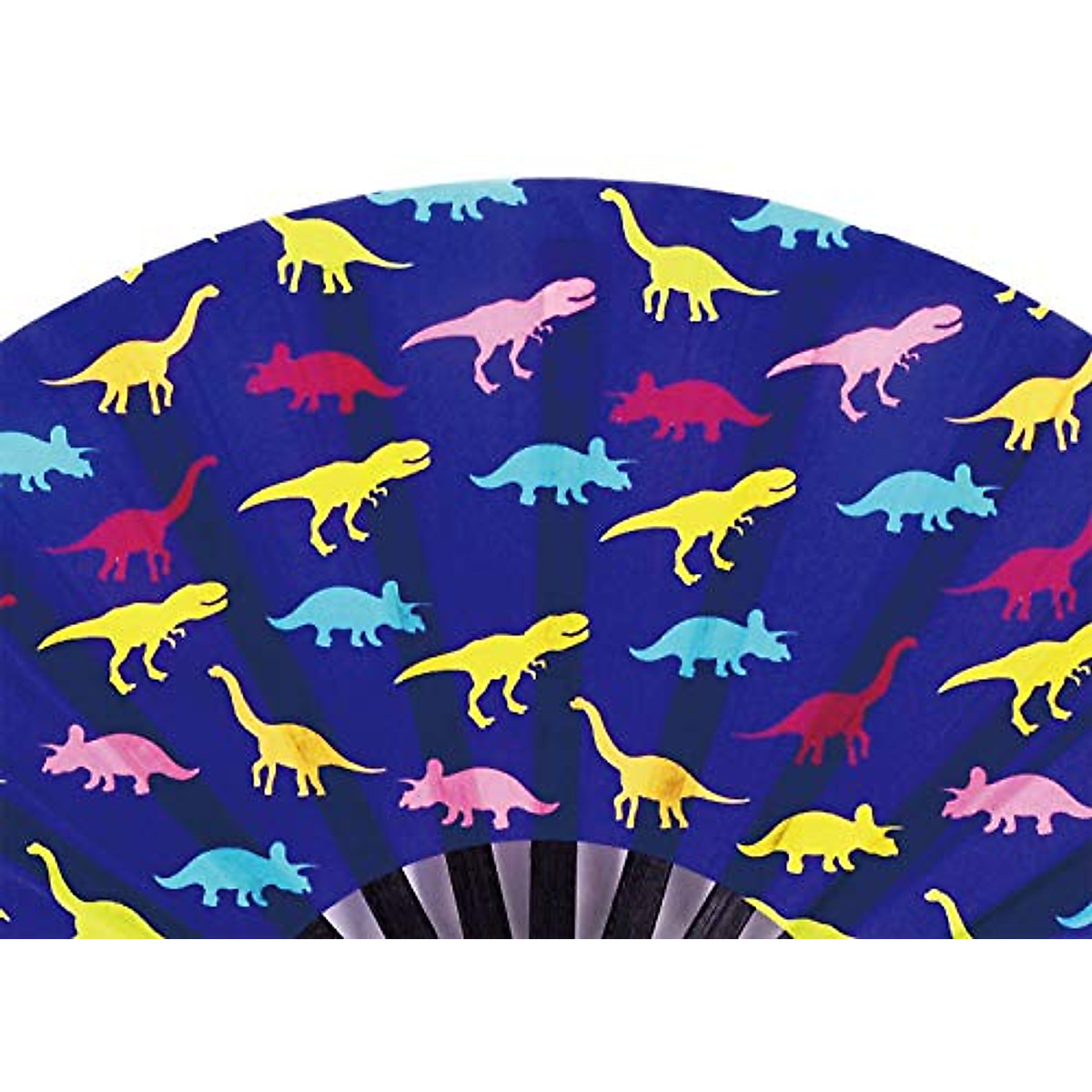 Amajiji Large Rave Folding Hand Fan for Men/Women, Chinease/Japanese Bamboo Hand Fan, Festival Accessories Performance Decoration Gift Dance Handheld Fan (Dinosaur)