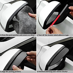 Pincuttee 2PC Side Mirror Visor Rain Guards,Car Rear View Mirror Rain Cover,Silicone Rain Shield,Mirror Cover Rubber Visor Guard(Solid-Black,2Pack)