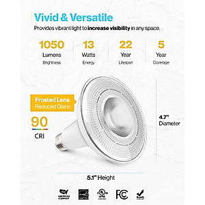 Sunco 16 Pack Outdoor LED Flood Home Patio Driveway Light, Waterproof PAR38 LED Bulb, CRI90, 3000K Warm White,1050 Lumens, 100W Equivalent 13W, Dimmable, Wet-Rated, E26 Base UL