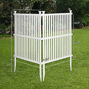 Kshioe Vinyl Fence Panels 2 Pack Outdoor Picket Privacy Screen Fence, 2PCS White PVC Fence Panel, 48" H X 36" W (White)