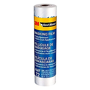 3M Hand Masker Advanced Masking Film, 72 in x 90 ft, Static Cling Keeps Film in Place, Prevents Liquids From Bleeding Through, Flake Resistant, For Indoors & Outdoors Use, 1 Roll (AMF72)