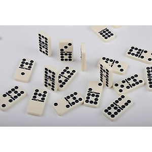 Smilejoy Dominoes Set for Adults, Double Nine Domino Set for Classic Board Games, Dominoes Double 9 for Family Games with Natural Wooden case with Spinner 55pcs