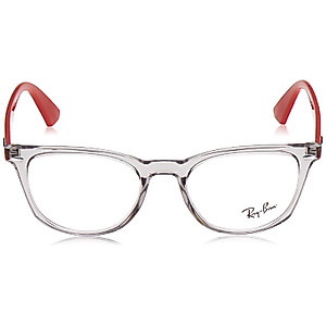 Ray-Ban Junior Kids' RY1601 Square Prescription Eyeglass Frames, Transparent Grey on Red/Demo Lens, 48 mm