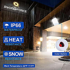 SWORDFORCE Led Flood Light Outdoor, 100W 2 Pack 3CCT Selectable 3000K/4000K/6500K Indoor Led Work Lights Plug in Floodlight Waterproof for Yard,Garage,Shop,Garden,Playground…