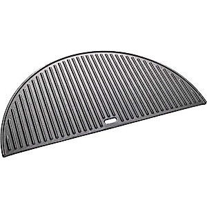 18" Half Moon Cast Iron Reversible Griddle for Kamado Joe KJ-23RHC Classic II, KJ23NRHCI Classic III, KJ23RH Classic I, Stand-Alone Classic, Large Big Green Egg, Kamado Grill Replacement Part