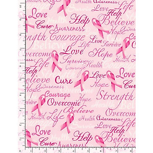 Timeless Treasures Ribbons of Hope, Pink
