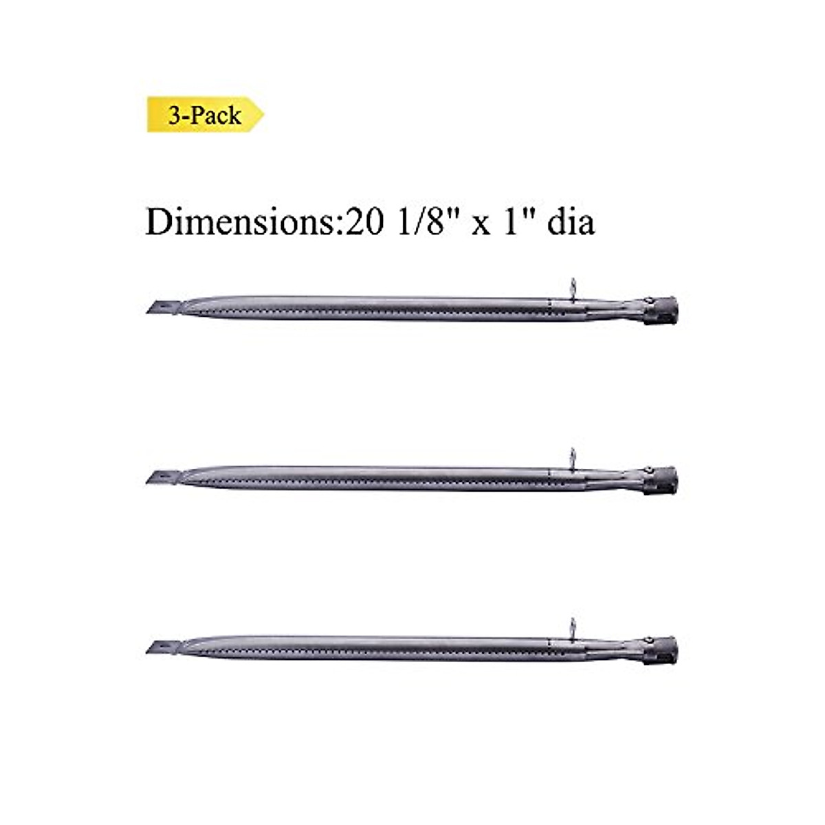 Votenli S9505A (3-Pack) Replacement Parts for Chargriller 3001 3030 4000 5050 5072,5252, 5650,4208 Stainless Steel Burner and Stainless Steel Heat Plates