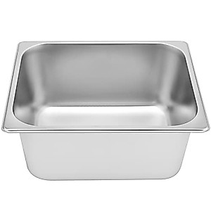 JAPCHET 4 Pack Stainless Steel Steam Pan 1/2 Size, Anti-Jam Steam Table Pan, Hotel Pans Half Size Restaurant Buffet Trays for Catering, 6 Inch Deep