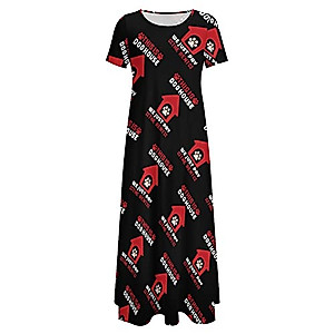 This is Dog House We Just Pay The Rent Women's Dress Short Sleeve Long Maxi Dresses Casual Loose Dresses XS