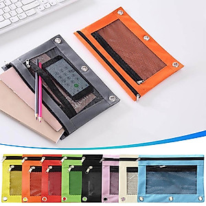 Generic Pencil Pouch for 3 Ring Binder, Binder Pencil Pouch, 3 Ring Pencil Pouch, Zippered Pencil Pouch Pencil Case, Multifunctional Pen Bag Organizer Storage Bag (Black)