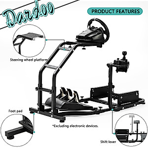 Dardoo Racing Simulator Cockpit Gaming Frame Fits for Logitech/Thrustmaster/Fanatec G27 G29 G920 G923 T300,Adjustable Driving Steering Wheel Stand,Not Included Wheel, Pedal and Seat