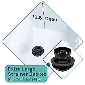 White Utility Sink by JS Jackson Supplies, Tehila Luxe Laundry Tub, Matte Black Pull-Down Faucet, Soap Dispenser